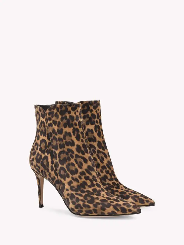 GIANVITO ROSSI Levy 85 Ankle Boots - Leopard Print - Suede