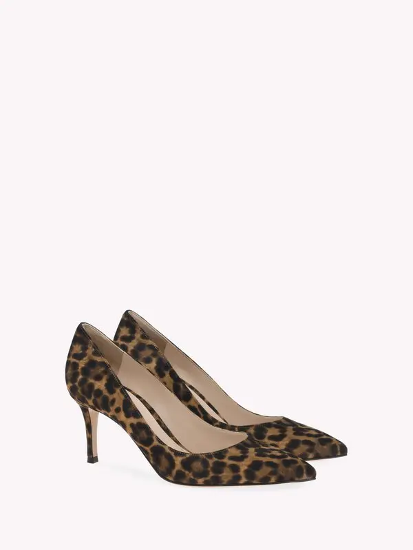 GIANVITO ROSSI 70 Suede Pumps - Leopard Print - Suede