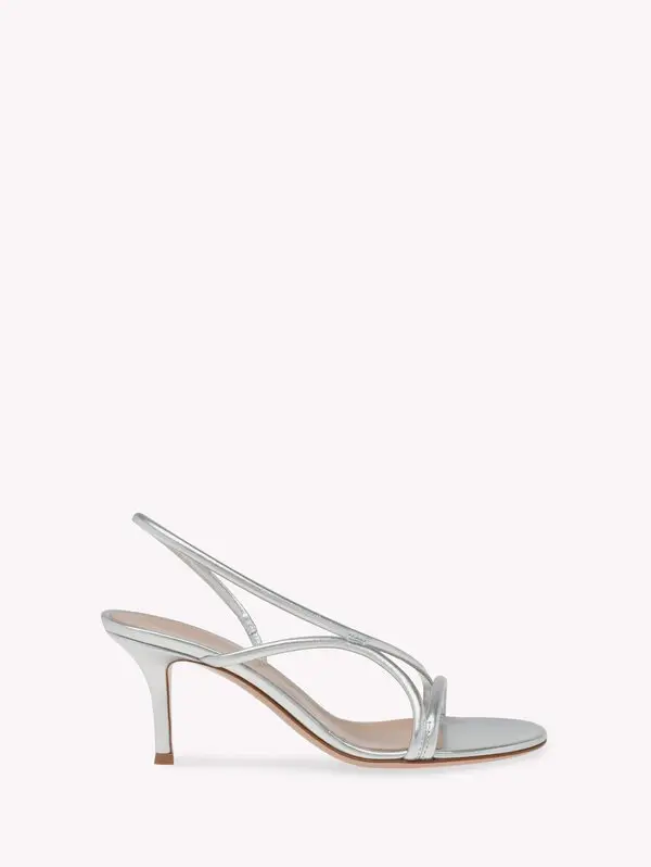 GIANVITO ROSSI Ellis Round Toe Sandals - Silver - Metallic Nappa