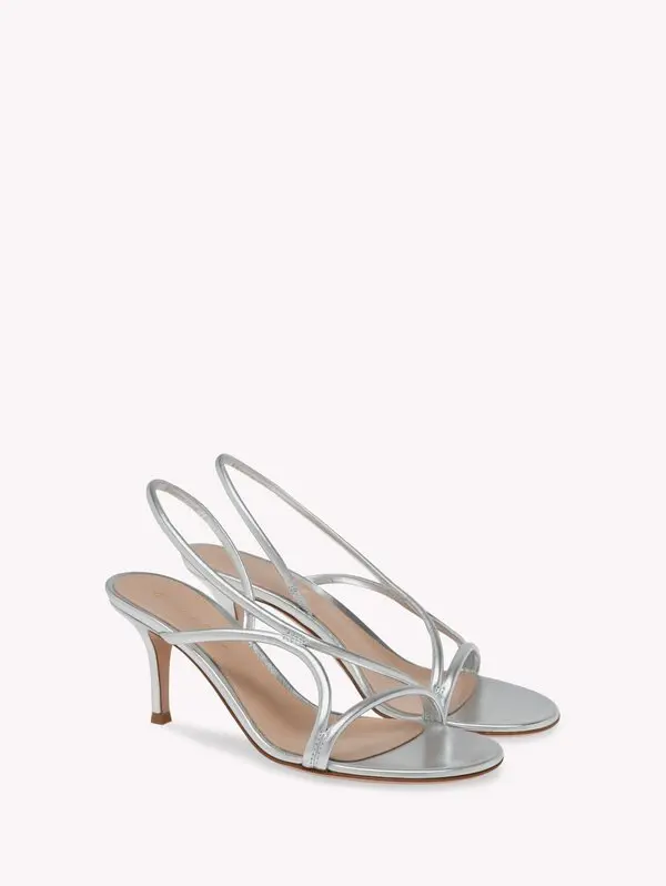 GIANVITO ROSSI Ellis Round Toe Sandals - Silver - Metallic Nappa