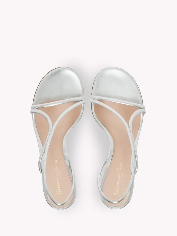 GIANVITO ROSSI Ellis Round Toe Sandals - Silver - Metallic Nappa