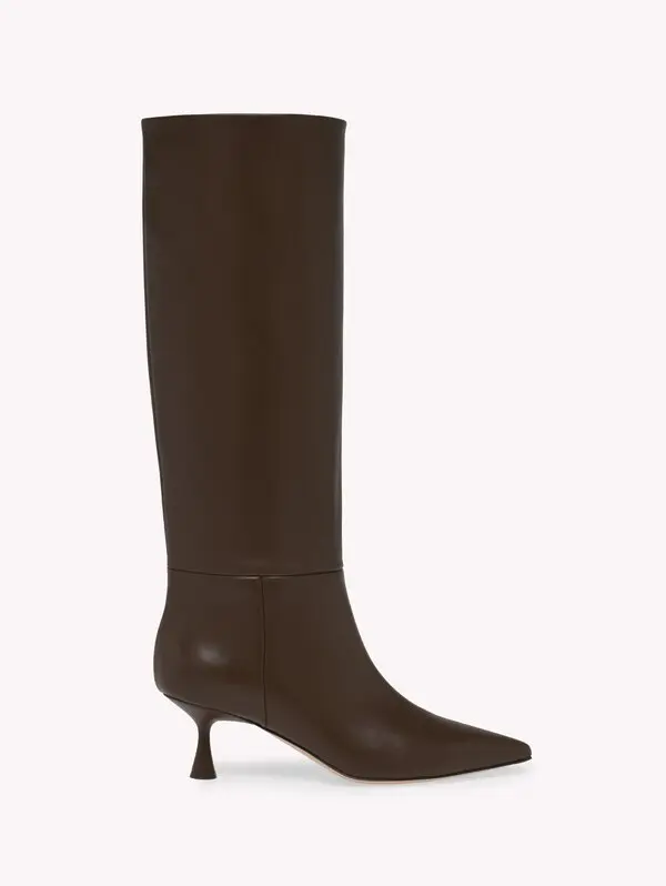 GIANVITO ROSSI Joyce Leather Knee High Boots - Brown - Calf