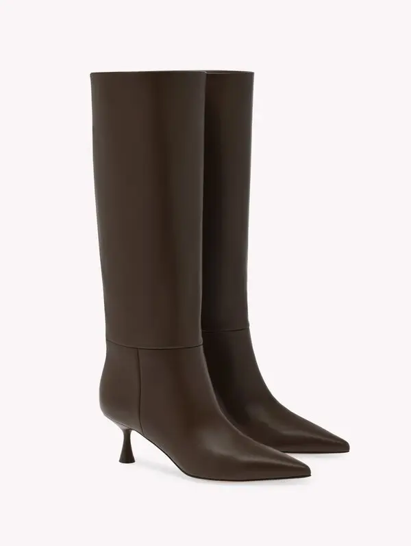 GIANVITO ROSSI Joyce Leather Knee High Boots - Brown - Calf