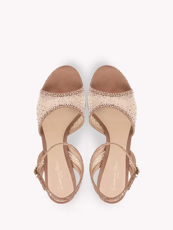 GIANVITO ROSSI Rania Platform Sandal - Pink - Silk Organza
