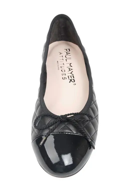 PAUL MAYER ATTITUDES Cap Toe Ballet Flat - Black/black Patent