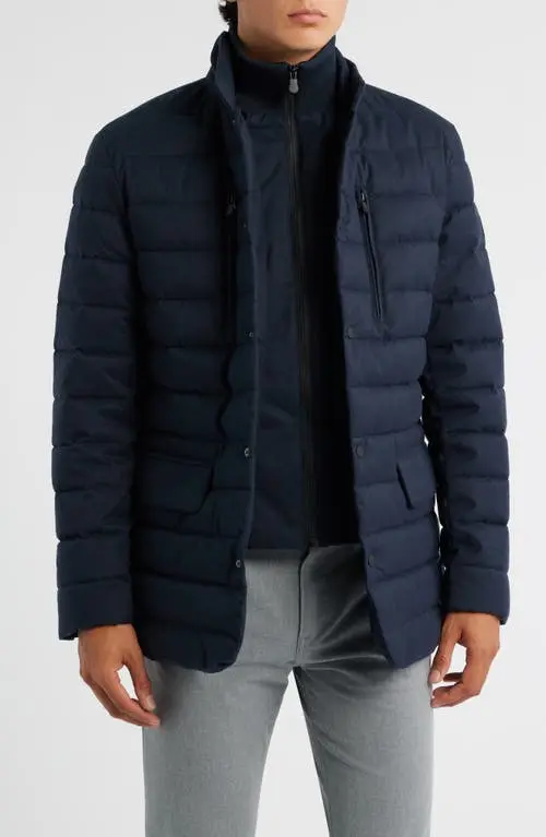 SAVE THE DUCK Felipe Water Resistant Quilted Jacket - Navy Blue Melange