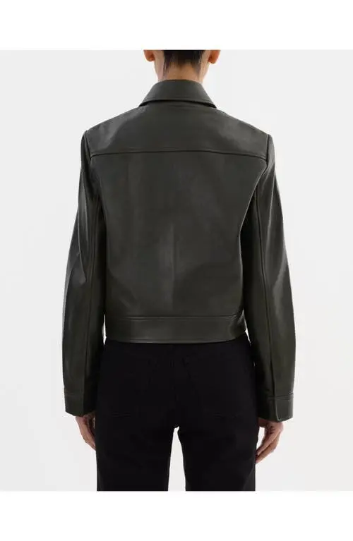 LAMARQUE Tess Leather Jacket - Dark Olive