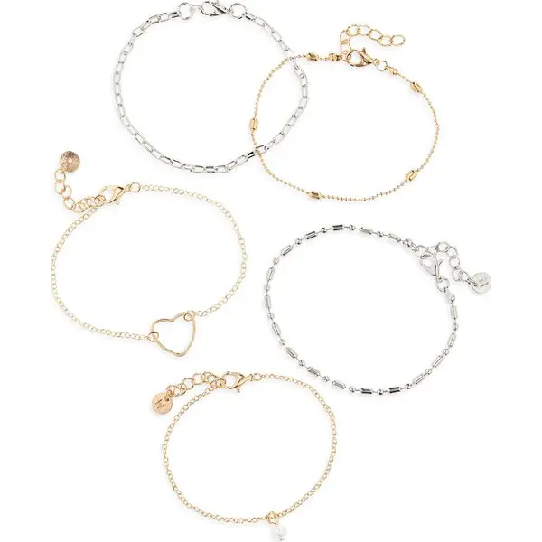 Bp. Set Of Five Bracelets - Rhodium- Gold