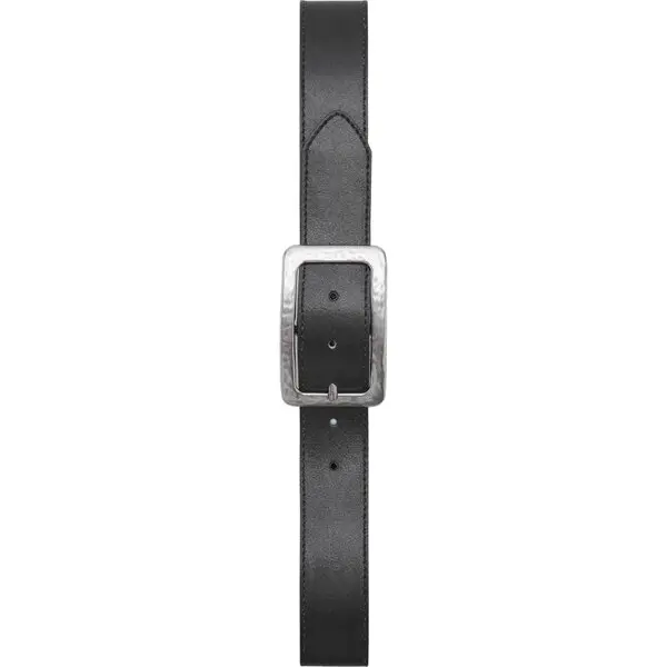 Mango Square Buckle Textured Belt - Black
