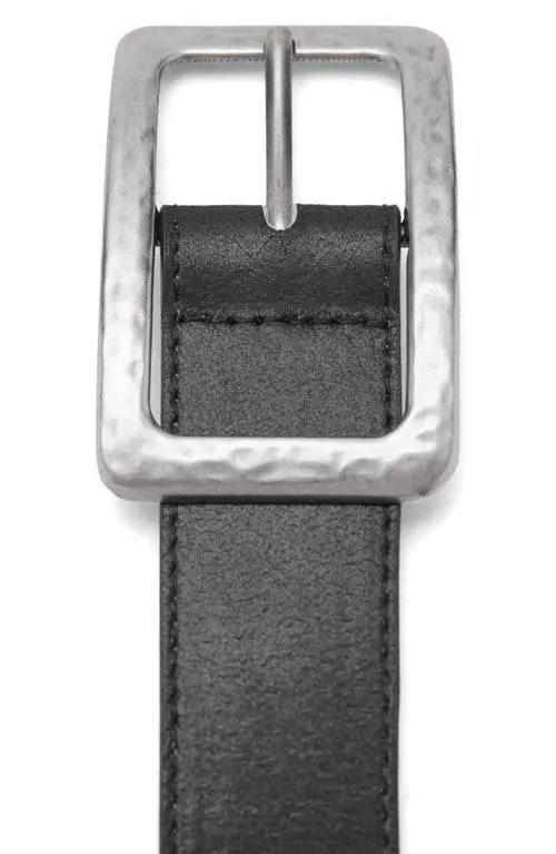 Mango Square Buckle Textured Belt - Black