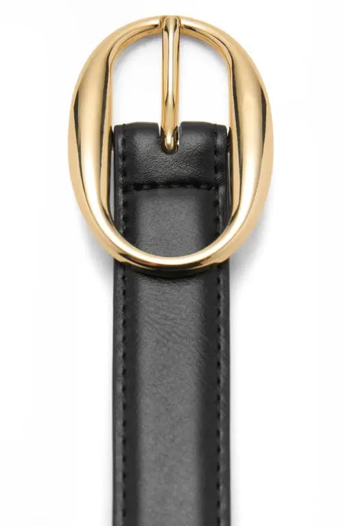Mango Oval Buckle Faux Leather Belt - Black