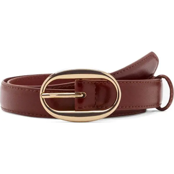 Mango Oval Buckle Faux Leather Belt - Brown