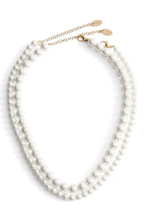 Mango Faux Pearl Double Strand Necklace - White