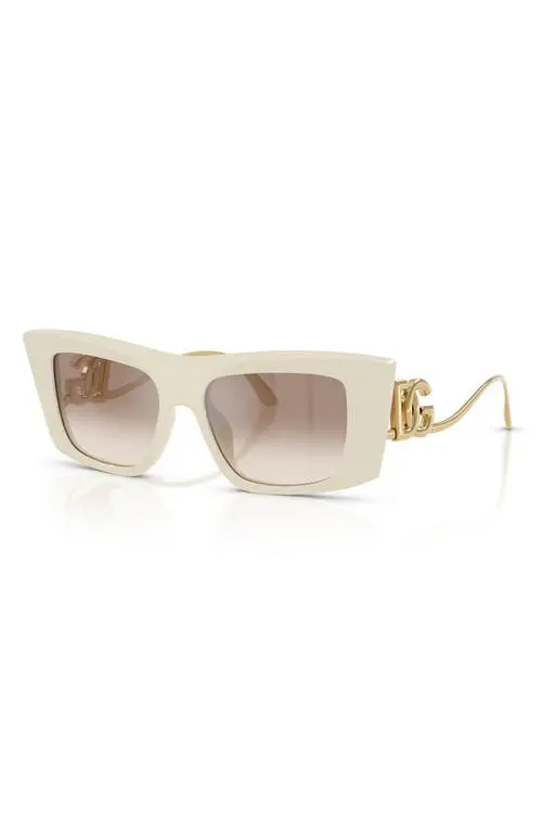 Dolce & Gabbana 51mm Cat Eye Sunglasses - Cream/clear Brown Silver