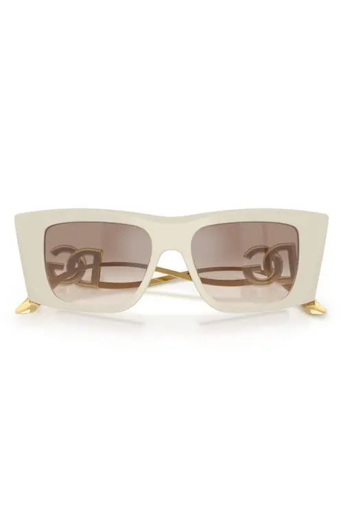 Dolce & Gabbana 51mm Cat Eye Sunglasses - Cream/clear Brown Silver