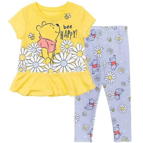 Disney Printed T-shirt & Leggings Set - Pooh Yellow/blue