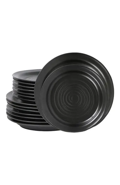 STONE + LAIN Orbit Stoneware 12-piece Dinnerware Set With Pasta Bowls - Charcoal 12 Piece Set