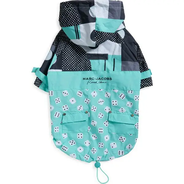 MAXBONE X Marc Jacobs Talon Water Repellent Dog Raincoat - Aqua/black