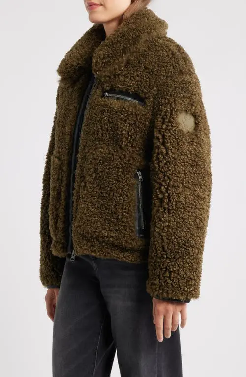SAVE THE DUCK Hester Faux Fur Jacket - Bark Green