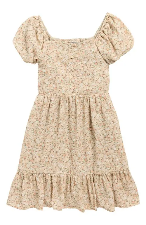 LOVE, FIRE Floral Print Ruffle-trimmed Dress