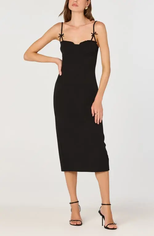 Astr The Label Bow Strap Midi Dress - Black