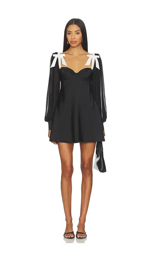 Majorelle Baylee Mini Dress With Sheer Sleeves And Bow Detail
