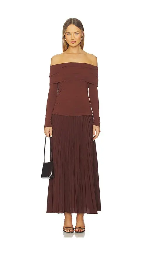 Astr The Label Tanaia Mixed Media Dress - Brown