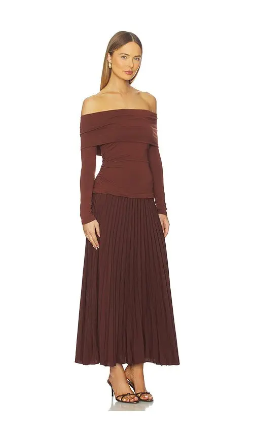 Astr The Label Tanaia Mixed Media Dress - Brown