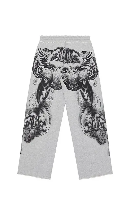 JADED LONDON Gothic Printed Joggers In Light - Grey