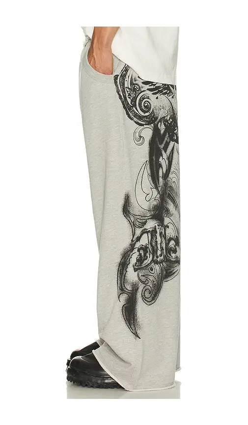 JADED LONDON Gothic Printed Joggers In Light - Grey
