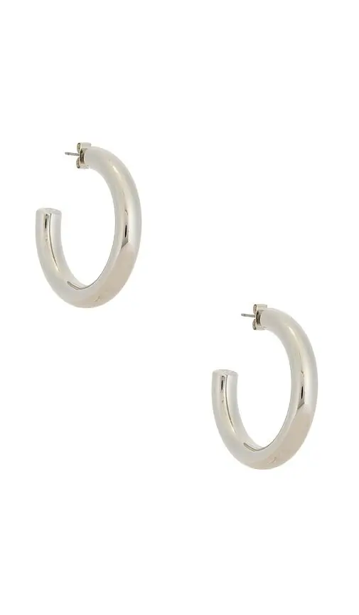 Ettika Medium Thick Classic Hoops - Rhodium