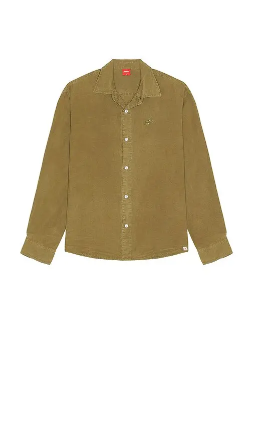 WORSHIP SUPPLIES Linen Long Sleeve Shirt In Olive - Kelp
