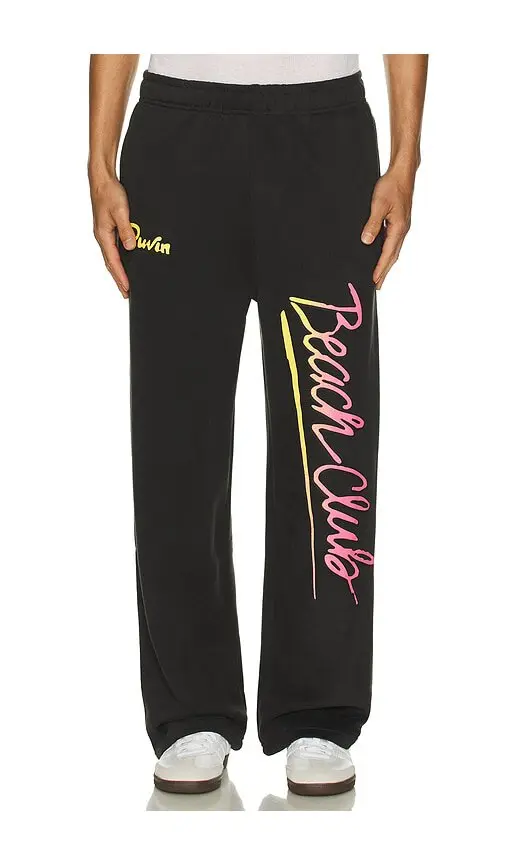 DUVIN DESIGN Beach Club Wide Leg Sweatpants In Charcoal