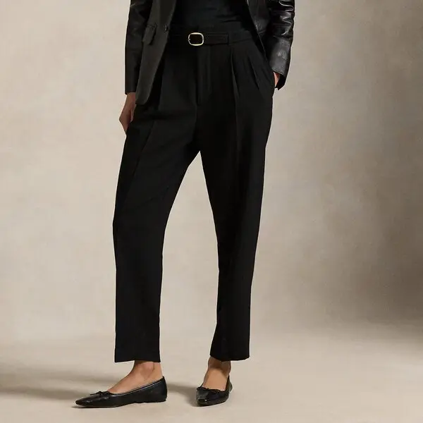 Ralph Lauren Belted Wool Pleated Tapered Pants