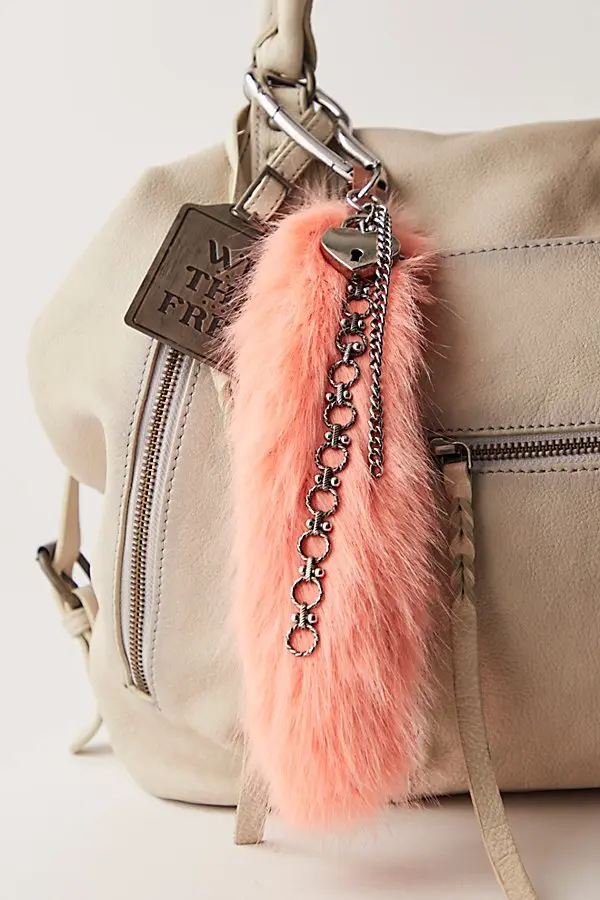 Free People Fluffy Tail Bag Charm - Coral