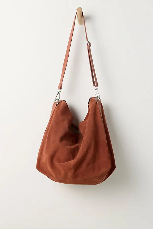 Free People Suzie Suede Slouch Tote Bag - Between Brown