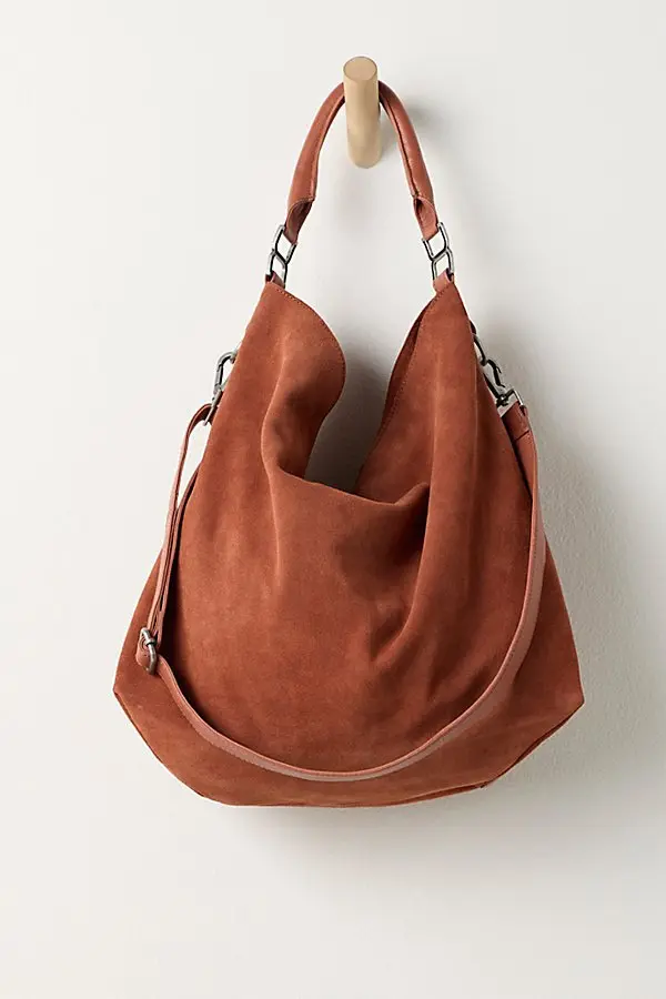 Free People Suzie Suede Slouch Tote Bag - Between Brown