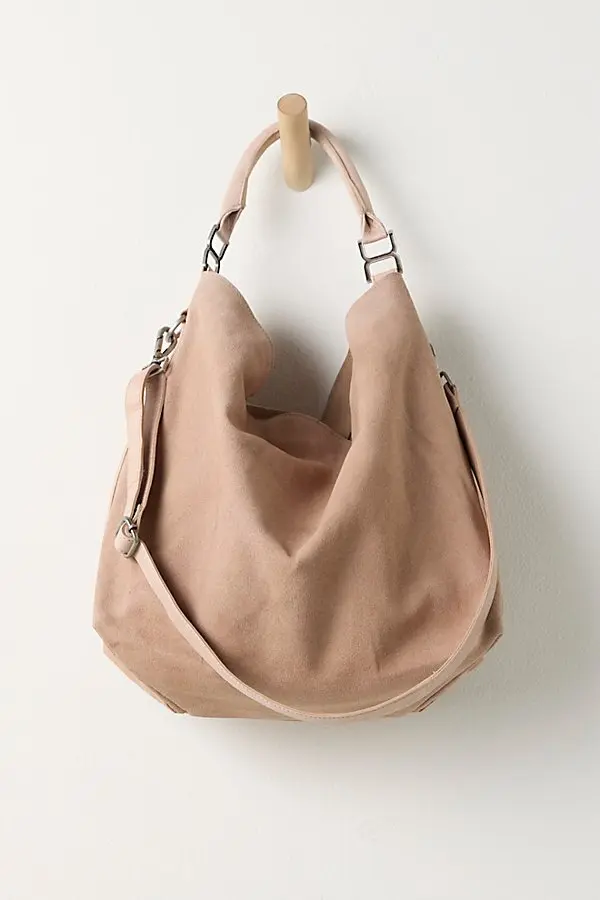Free People Suzie Suede Slouch Tote Bag - Stone