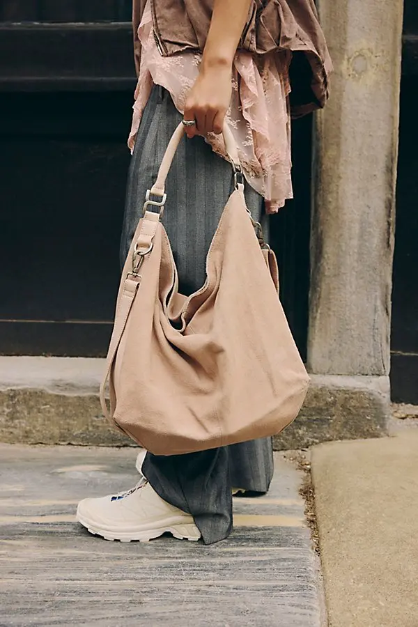 Free People Suzie Suede Slouch Tote Bag - Stone
