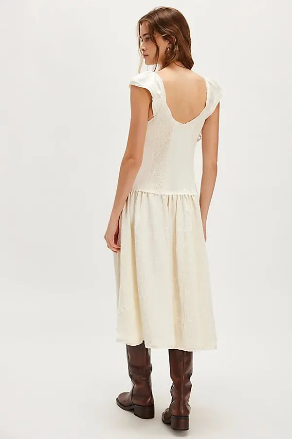 Free People Loveday Midi Dress - Egret