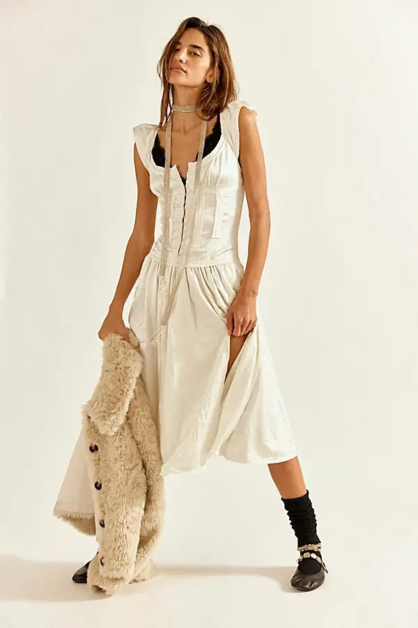Free People Loveday Midi Dress - Egret
