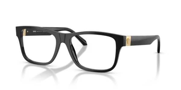 Versace Full Rim Rectangle Eyeglasses - Noir