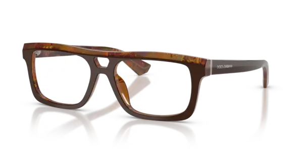 Dolce & Gabbana Full Rim Eyeglasses - Top Brown,pearl Gold & Brown