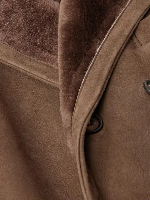 Eleventy Double-breasted Shearling Overcoat