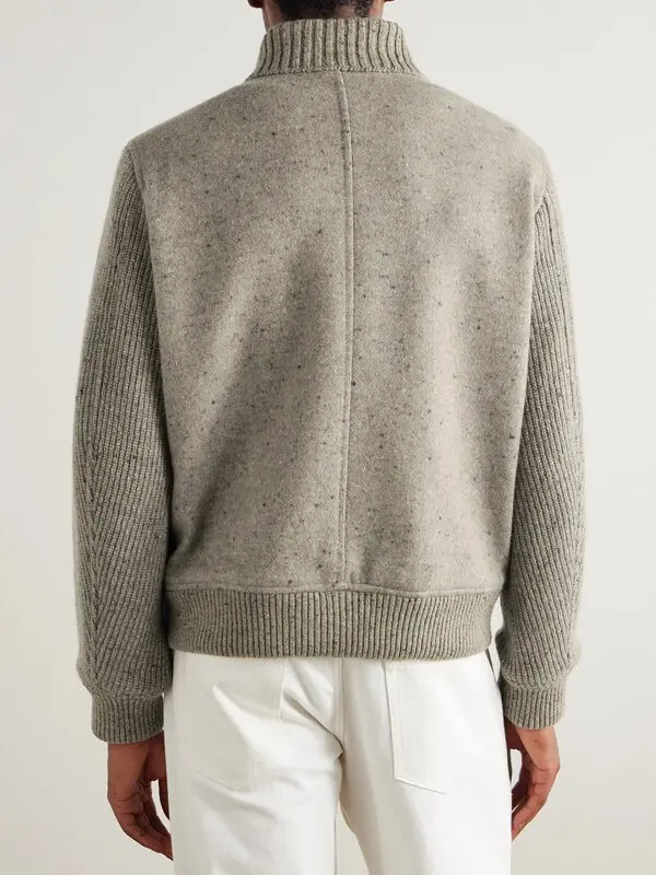 Eleventy Shawl-collar Wool And Cashmere-blend Bomber Jacket
