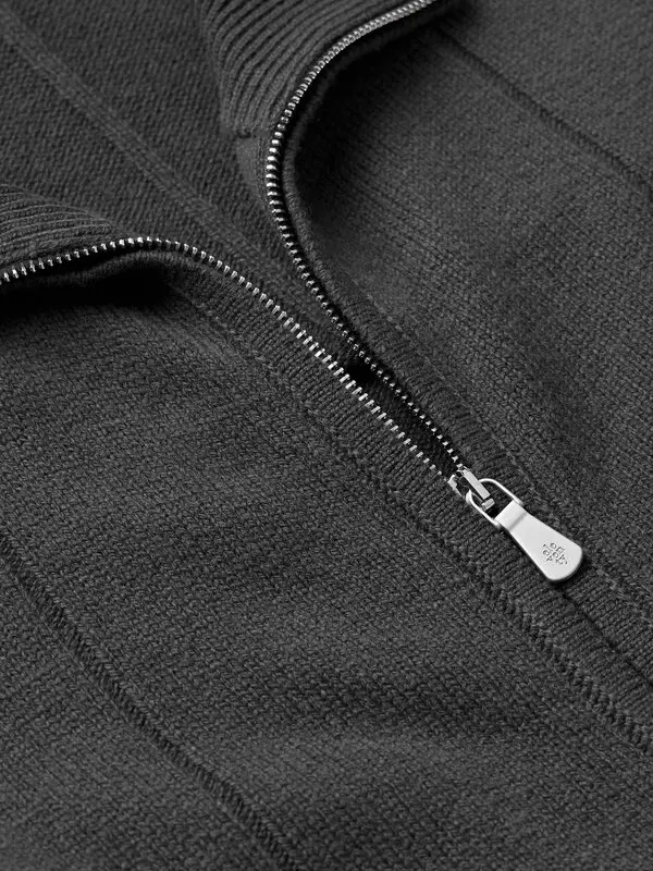 Eleventy Ribbed Wool Zip-up Cardigan - Gray