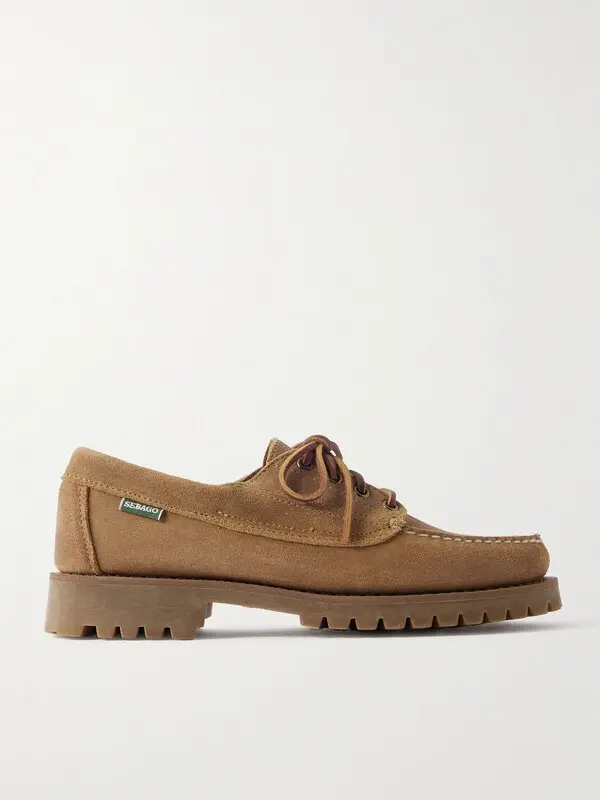 SEBAGO Askook Leather-trimmed Waxed-suede Boat Shoes