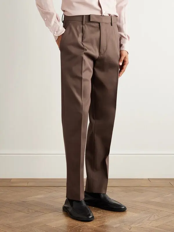 Zegna Straight-leg Cotton And Wool-blend Trousers