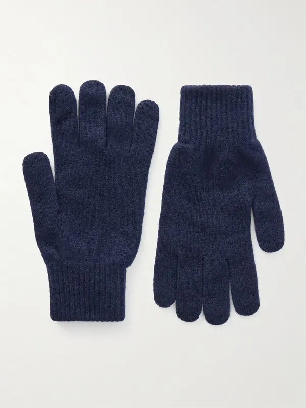Paul Smith Merino Wool And Recycled-cashmere Blend Gloves - Blue