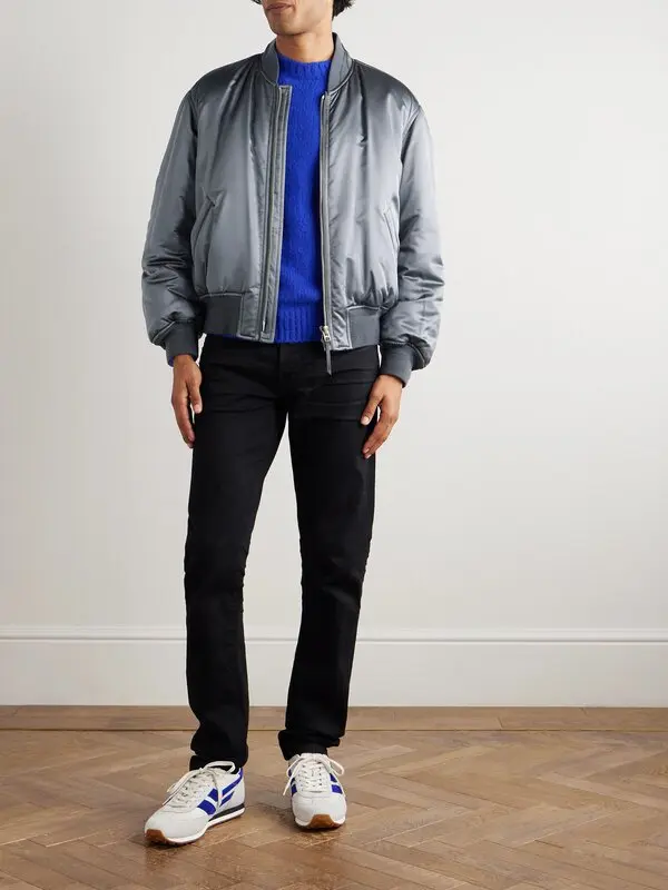 TOM FORD Silk-satin Padded Bomber Jacket - Silver